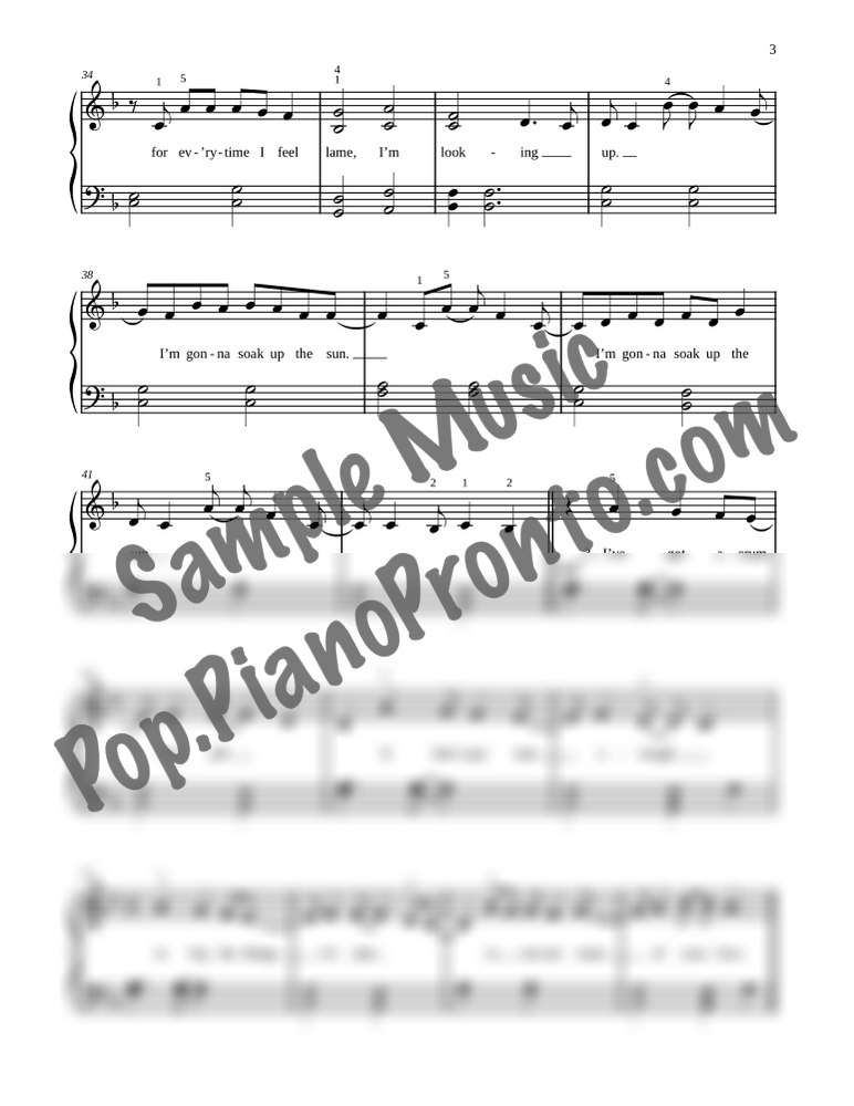 Soak Up The Sun (Easy Piano) By Sheryl Crow - F.M. Sheet Music - Pop Arrangements by Jennifer Eklund